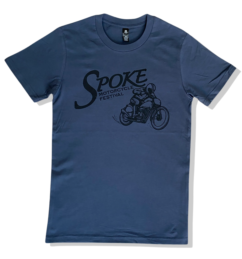 Spoke Motorcycle Festival Petrol Blue T-Shirt - Retro Racer